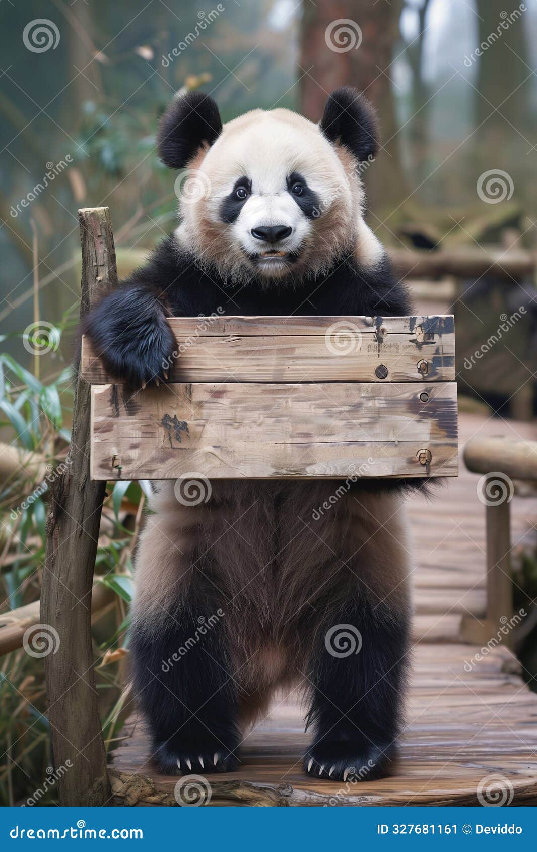 Panda with a sign stock illustration. Illustration of sign - 327681161
