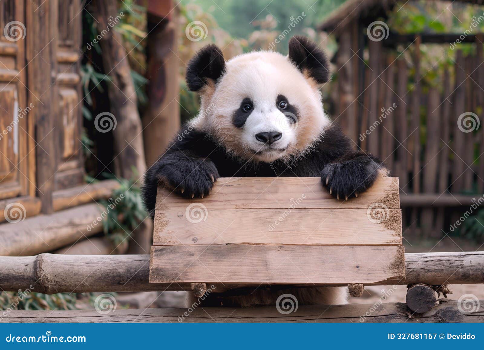 Panda with a sign stock illustration. Illustration of panda - 327681167