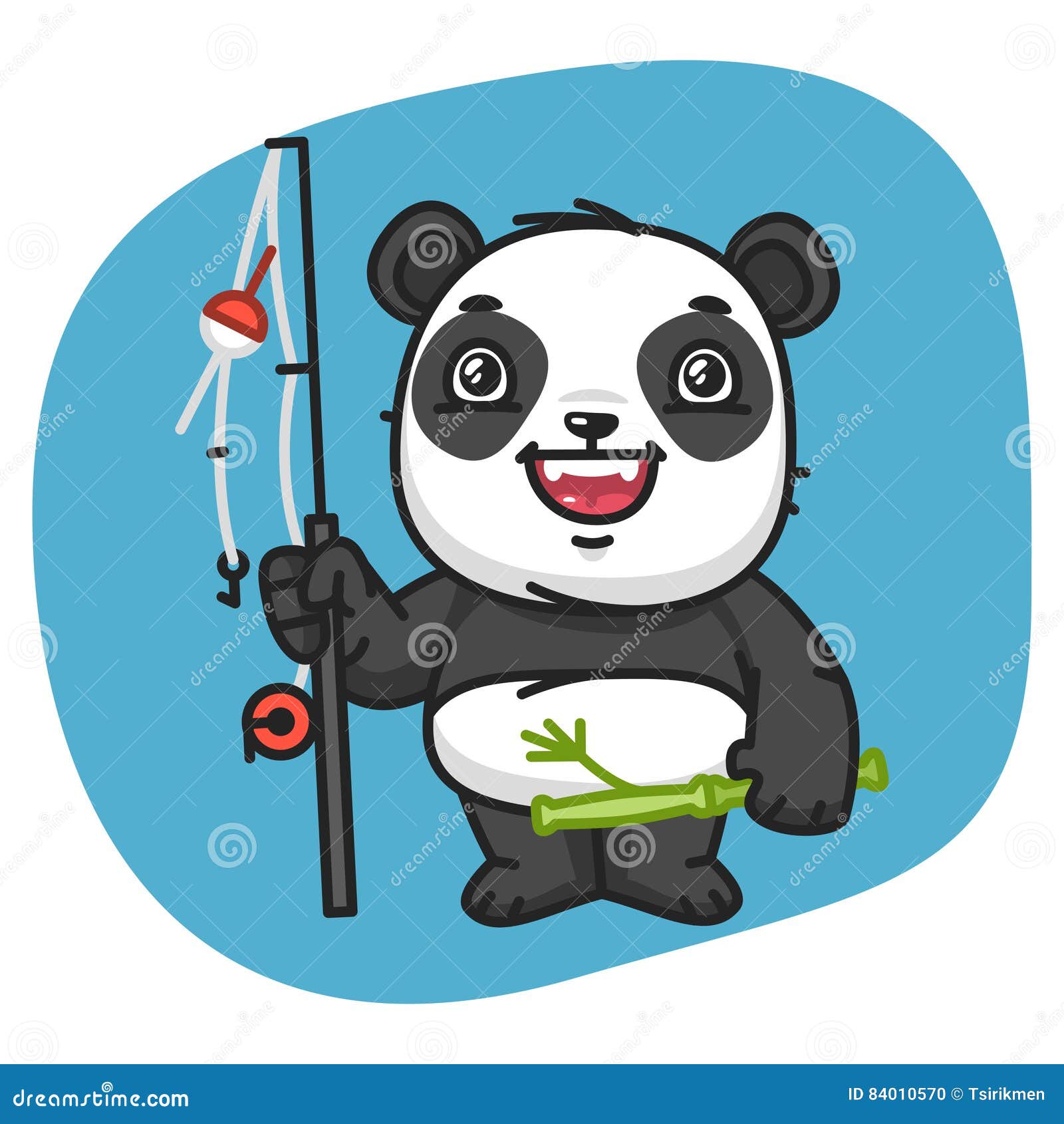 Panda Holds Fishing Rod illustration de vecteur. Illustration du ...