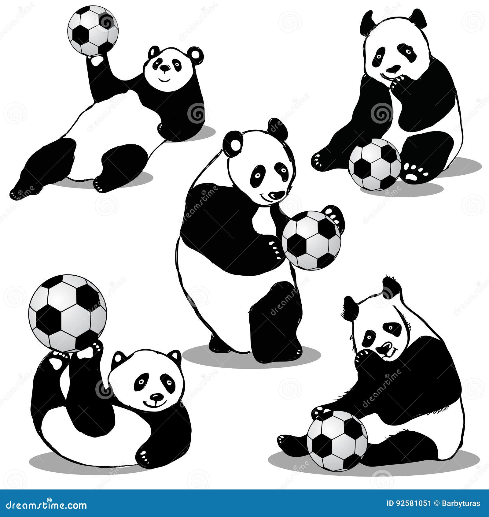 Panda Holds Soccer Ball stock de ilustración. Ilustración de completo ...