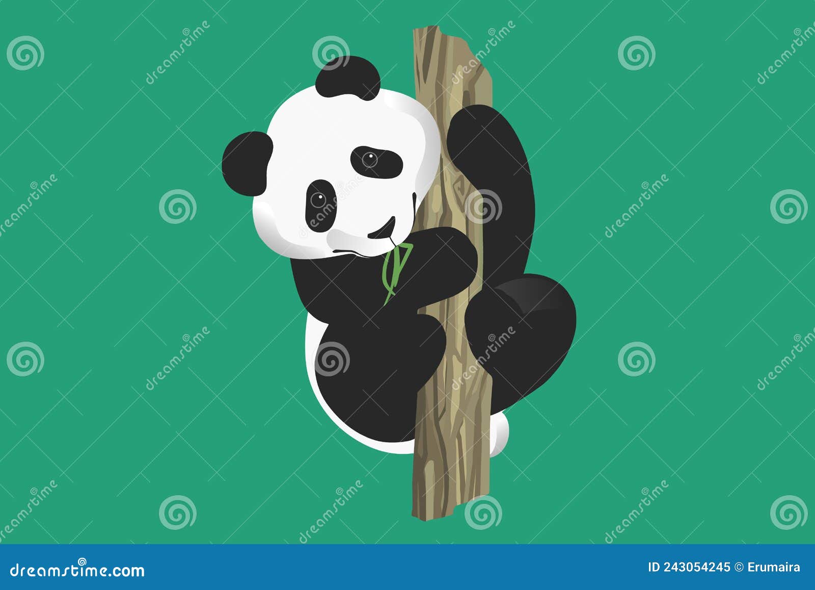 Panda Hugs Tree and Chews Leaves Stock Vector - Illustration of hugs ...
