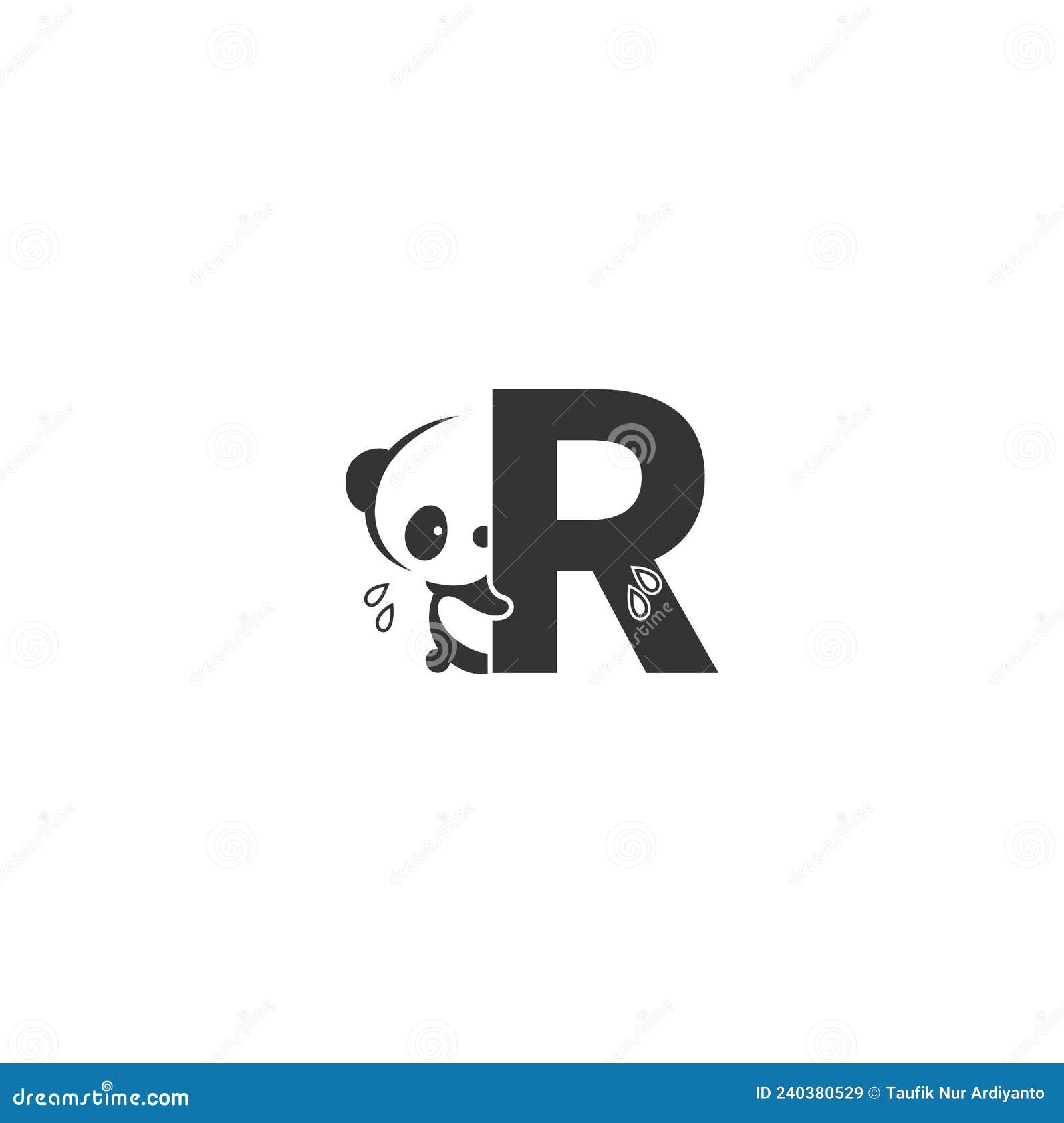 Panda Icon Behind Letter R Logo Illustration Stock Vector ...