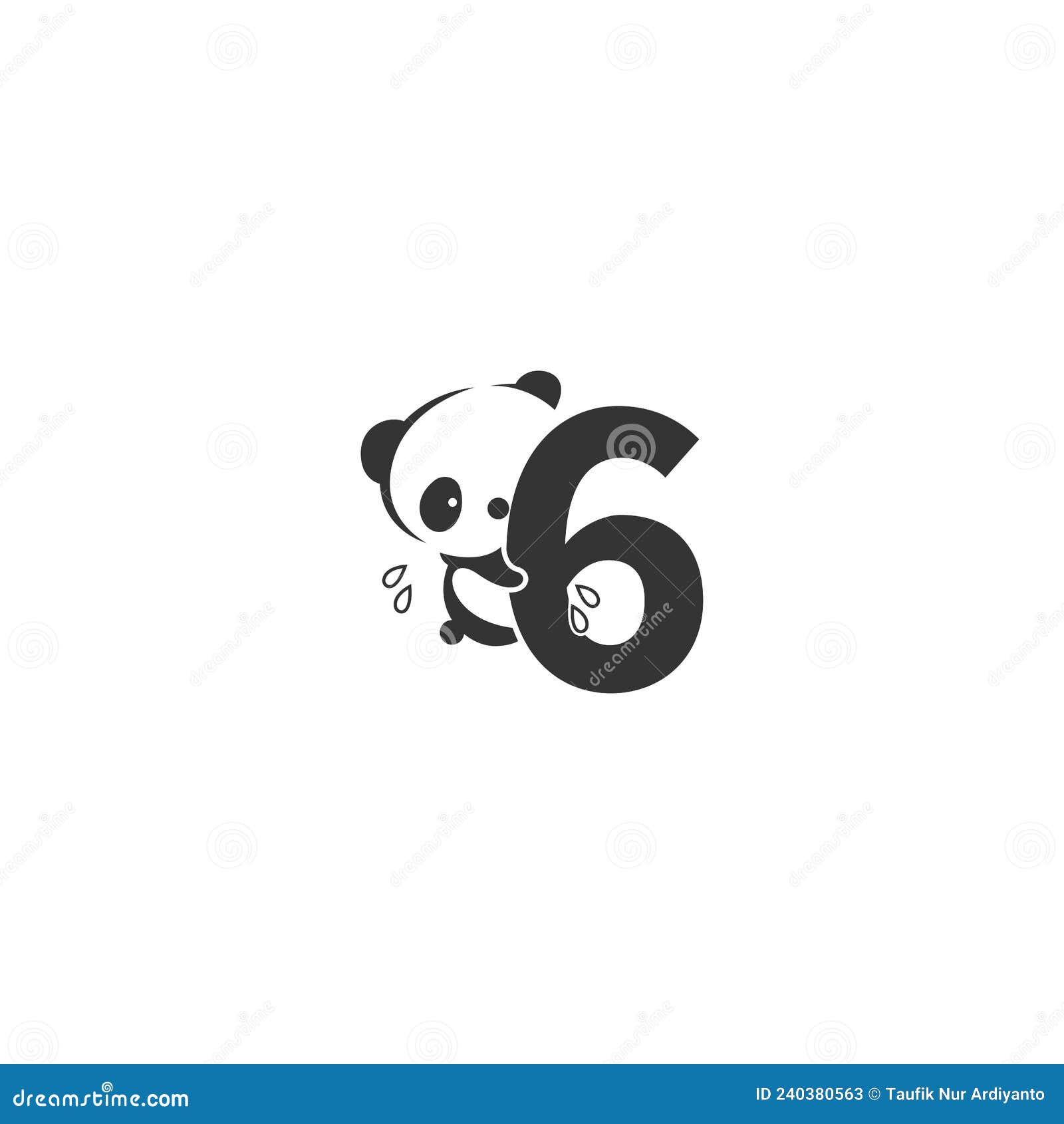 Panda Icon Behind Number 6 Logo Illustration Stock Vector ...