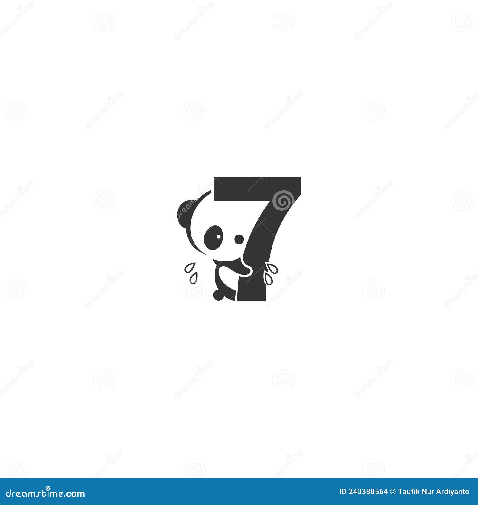 Panda Icon Behind Number 7 Logo Illustration Stock Vector ...