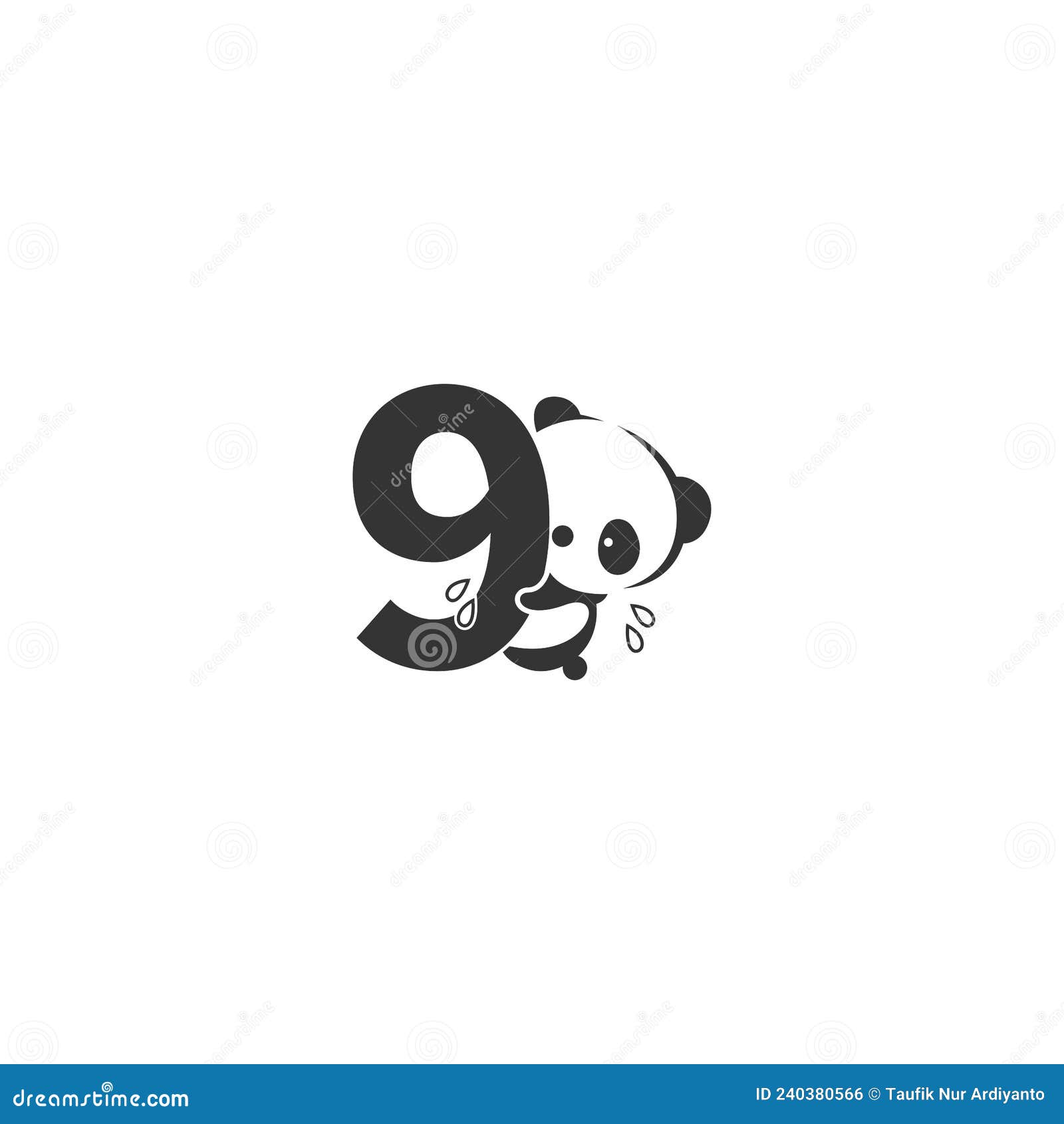 Panda Icon Behind Number 9 Logo Illustration Stock Vector ...