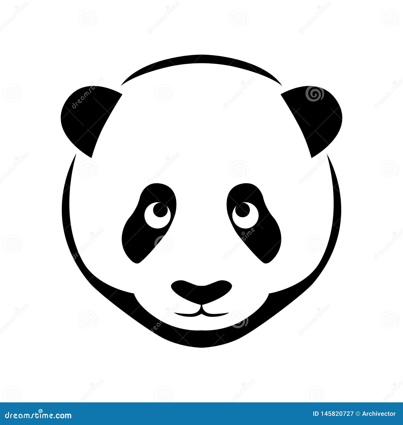 Panda head flat symbol stock vector. Illustration of face - 145820727