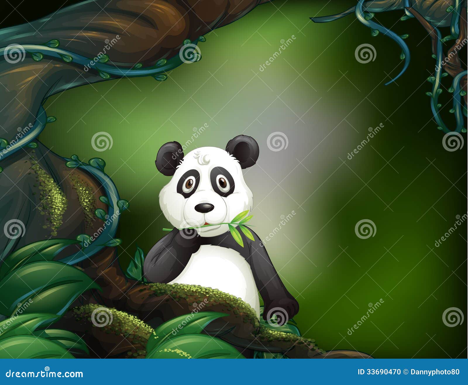A panda at the jungle stock illustration. Illustration of plant - 33690470