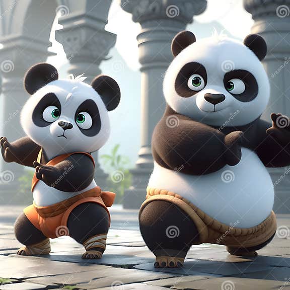 Panda kung fu master. stock illustration. Illustration of cute - 308499849