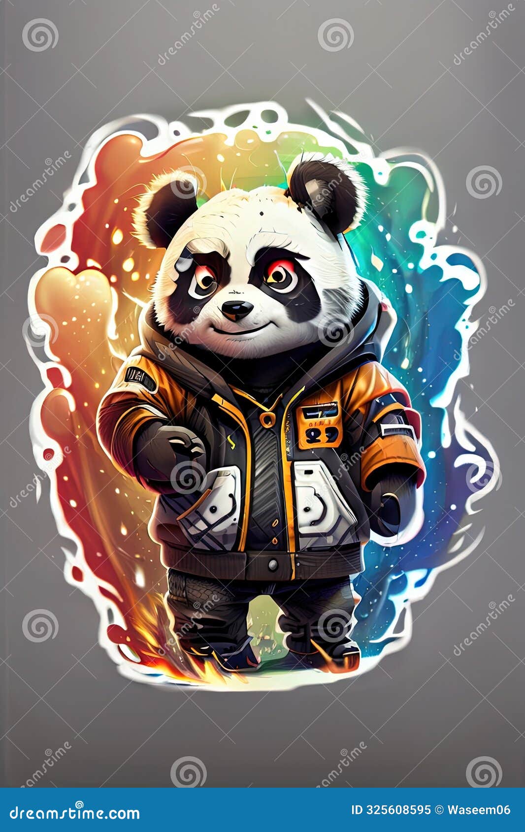 Panda in a Leather Jacket. Vector Illustration Stock Illustration ...