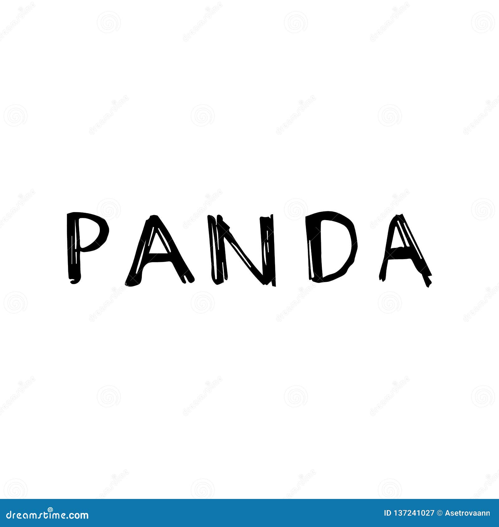 Panda Lettering in Graphic Style. Vector Hand Drawn Illustration. Stock ...