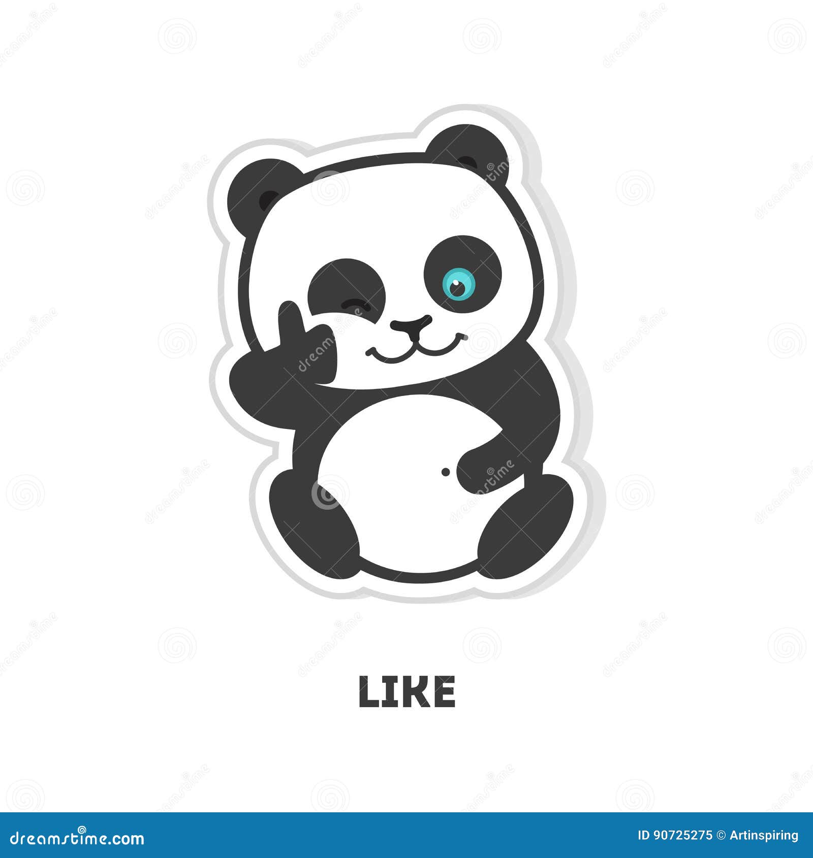 Panda with like. stock vector. Illustration of community - 90725275