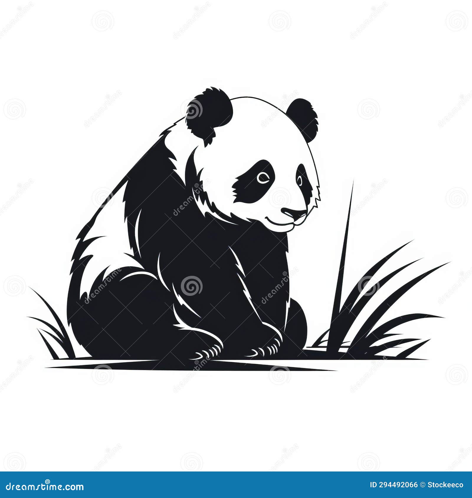 Cute Panda Bear Silhouette in Graphic Illustration Style Stock ...