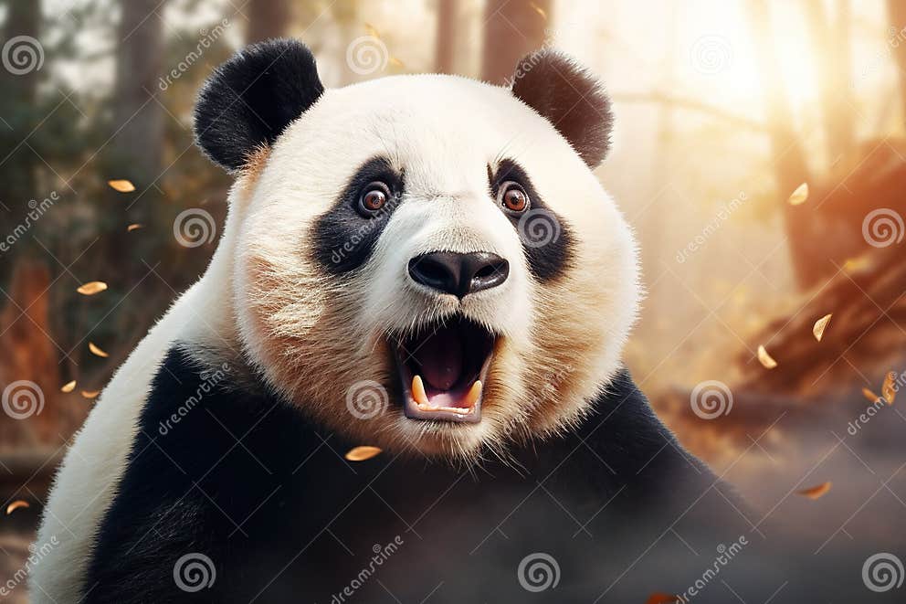 Panda Looking Very Surprised Stock Illustration - Illustration of china ...
