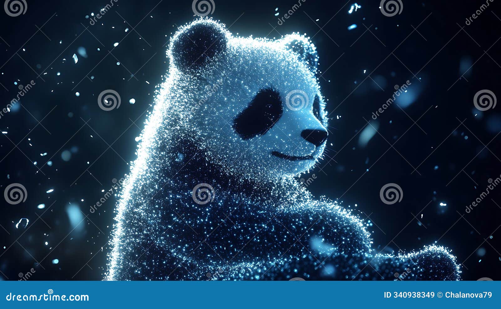 Panda Made of Glowing Particles Floating in Space Empty Space Stock ...