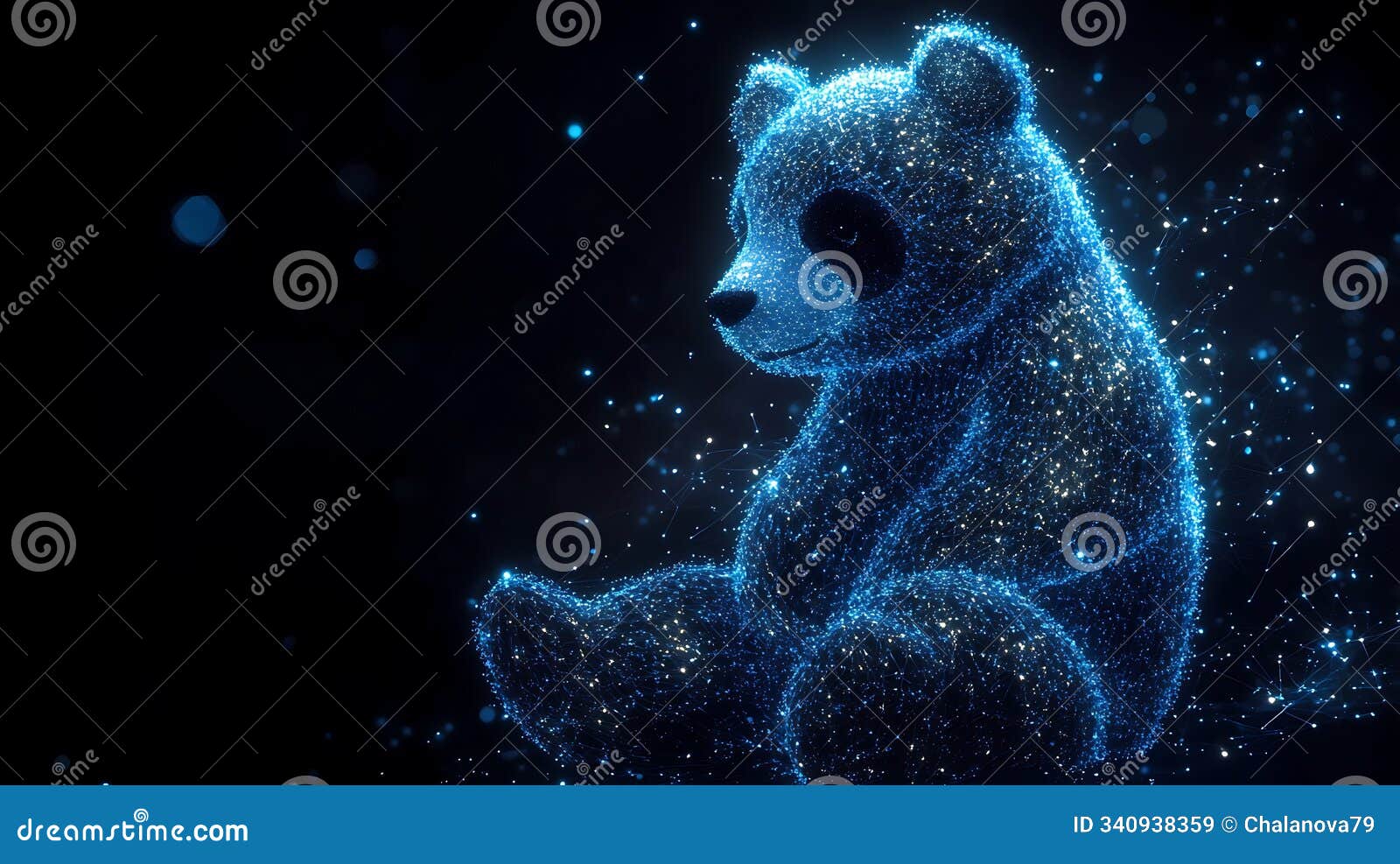 Panda Made of Glowing Particles Floating in Space Empty Space Stock ...
