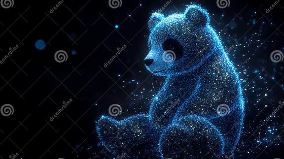 Panda Made of Glowing Particles Floating in Space Empty Space Stock ...