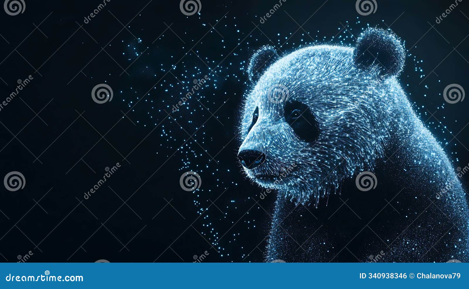 Panda Made of Glowing Particles Floating in Space Empty Space Stock ...