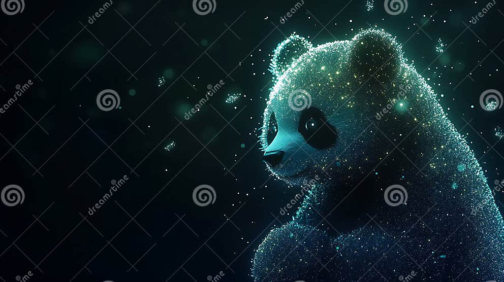 Panda Made of Glowing Particles Floating in Space Empty Space Stock ...