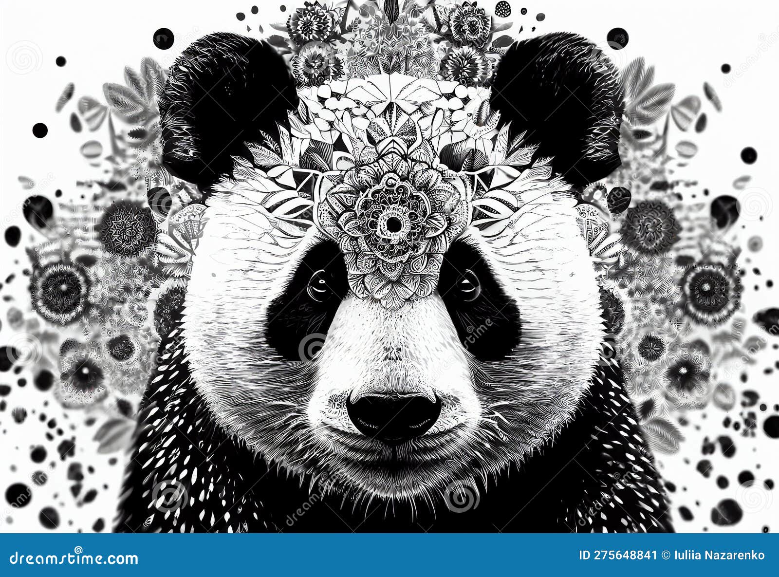 Panda with Mandala Style on White Background. AI Generated Stock ...