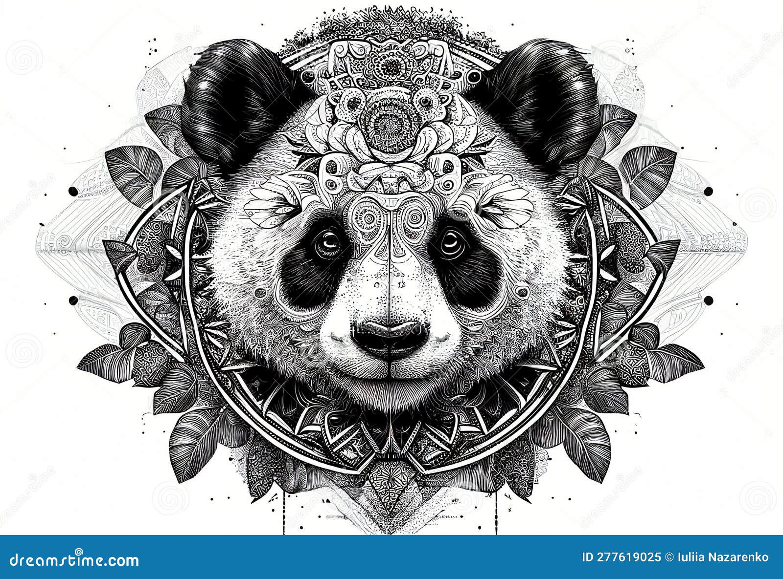 Panda with Mandala Style on White Background. AI Generated Stock Image ...