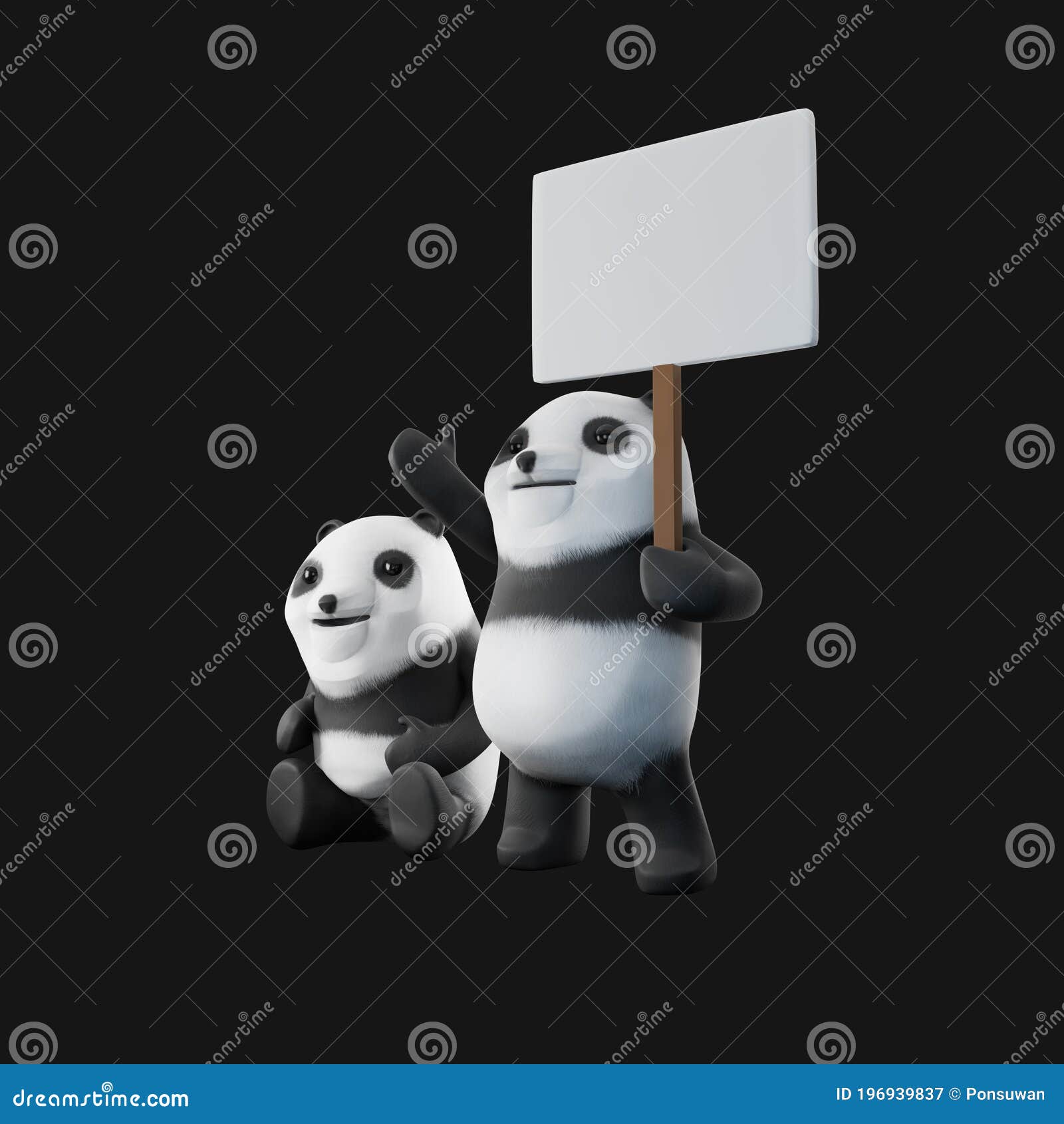 Panda Mascot 3d Render with Clipping Path Stock Illustration ...