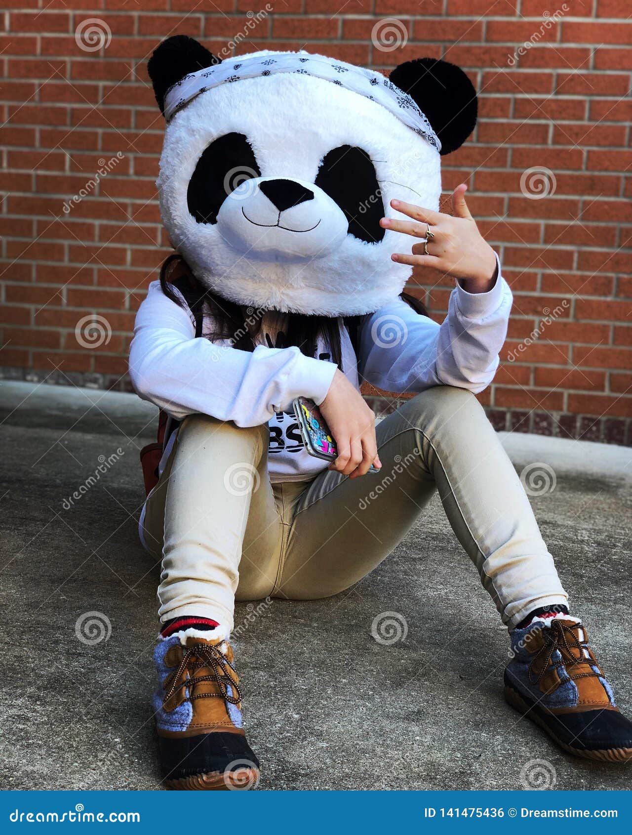 Panda mask editorial photo. Image of teen, pose, cool - 141475436