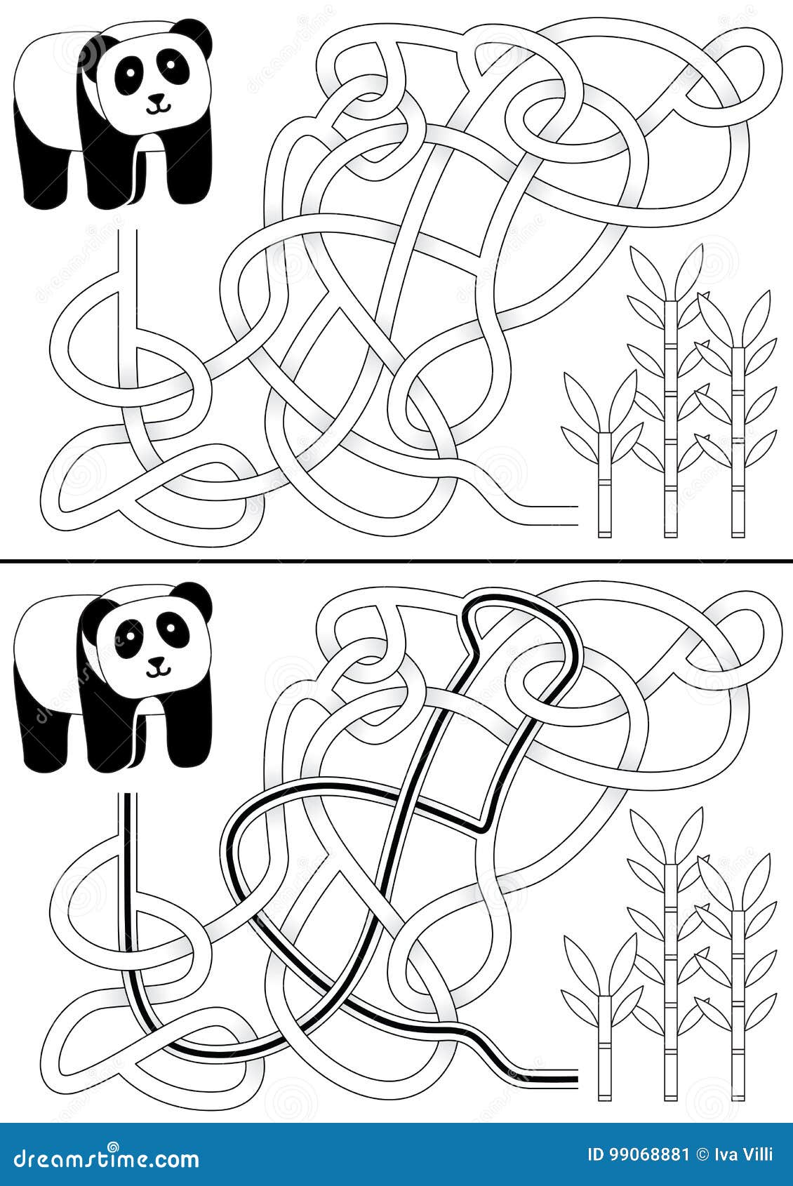 Panda maze stock vector. Illustration of composition - 99068881