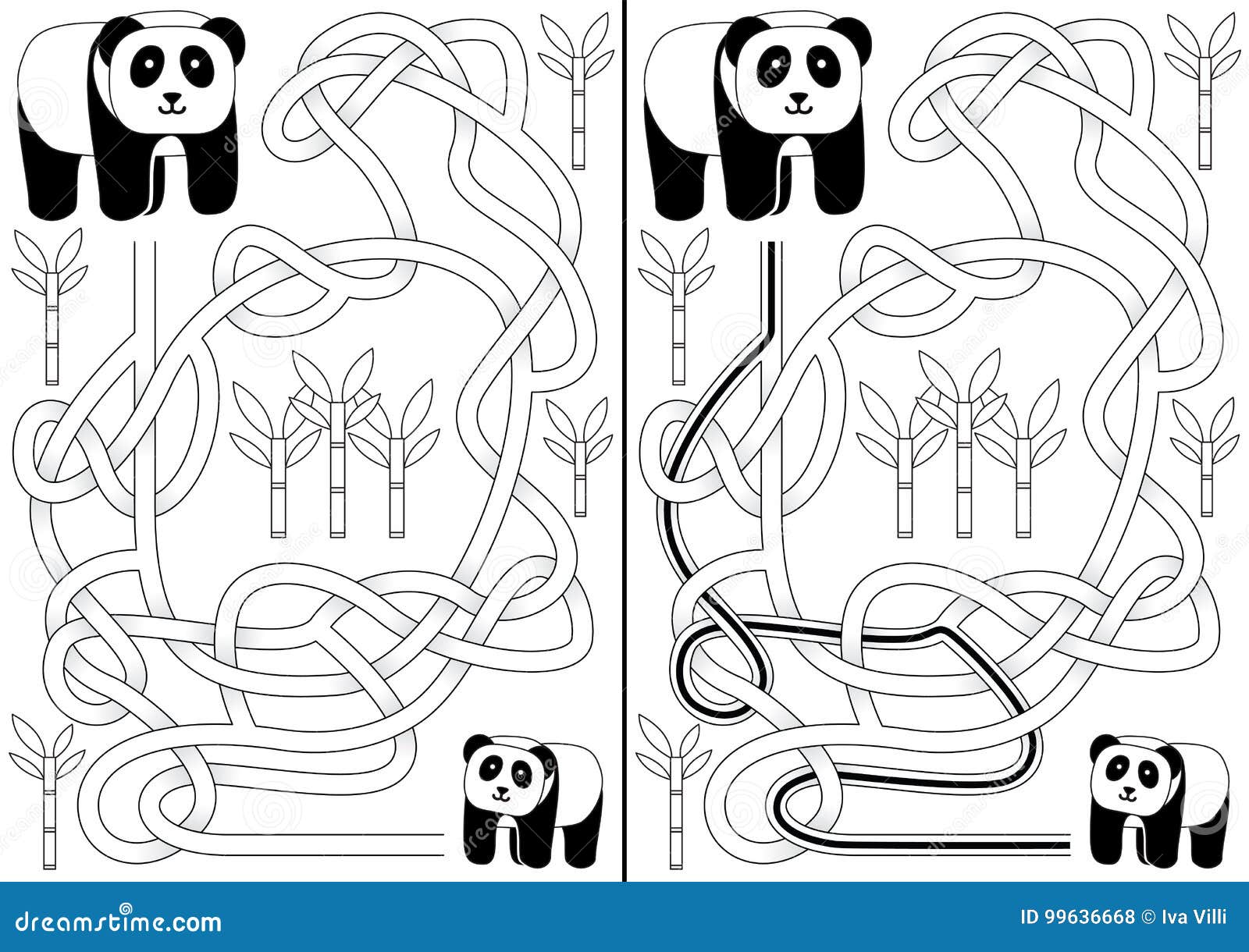 Panda maze stock vector. Illustration of bamboo, mother - 99636668