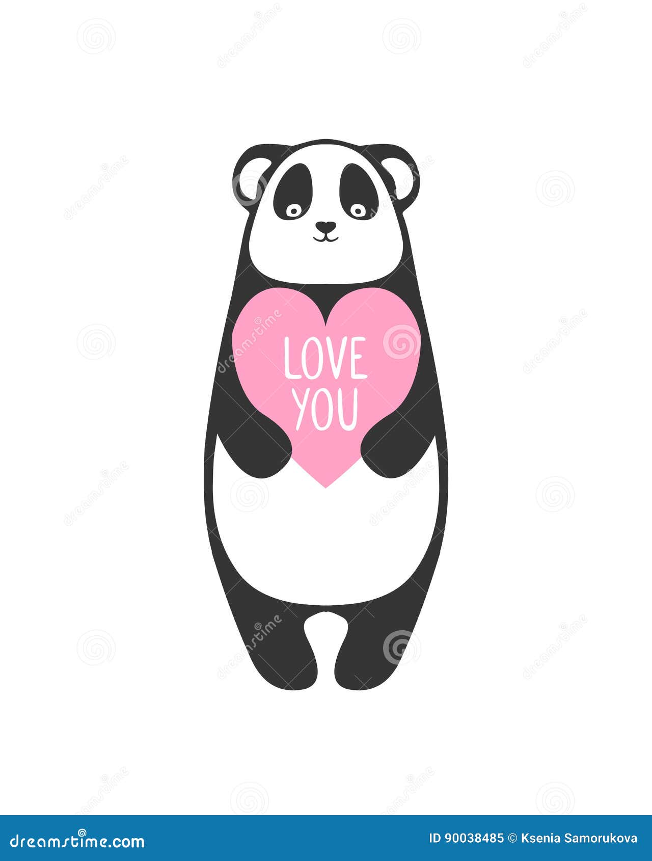 Panda met hart Liefde u vector illustratie. Illustration of zwart ...