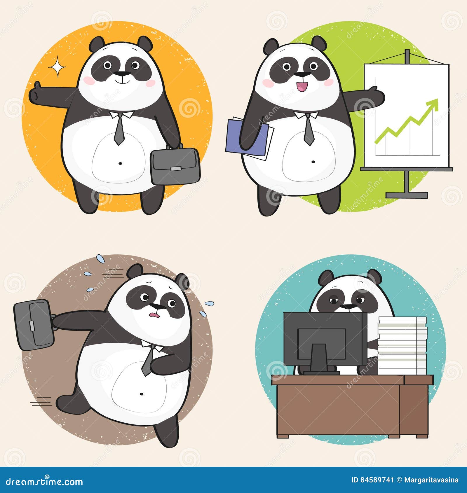 Panda mignon au travail illustration de vecteur. Illustration du panda ...