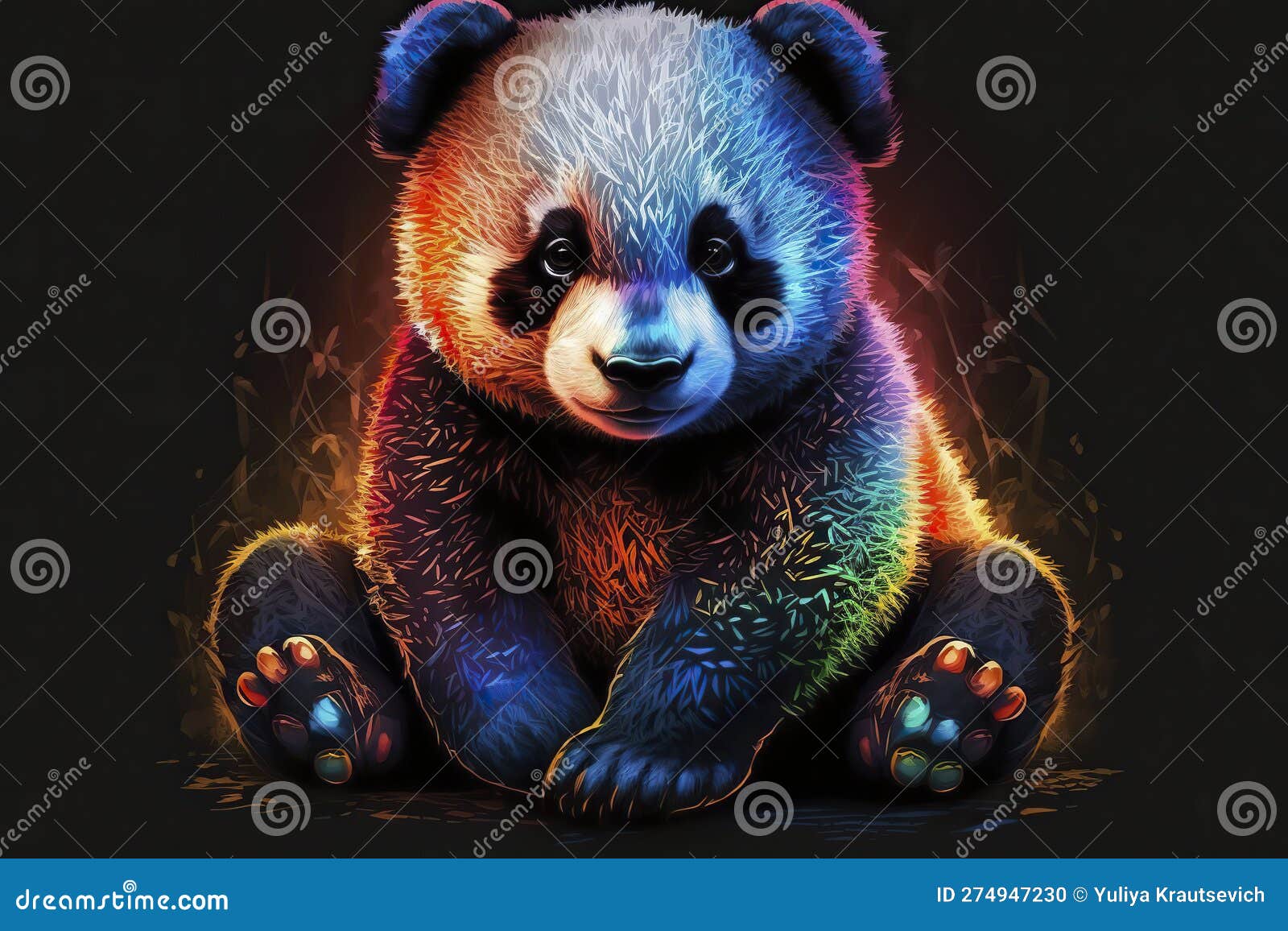 Panda in Neon Colors. Generative AI Stock Illustration - Illustration ...