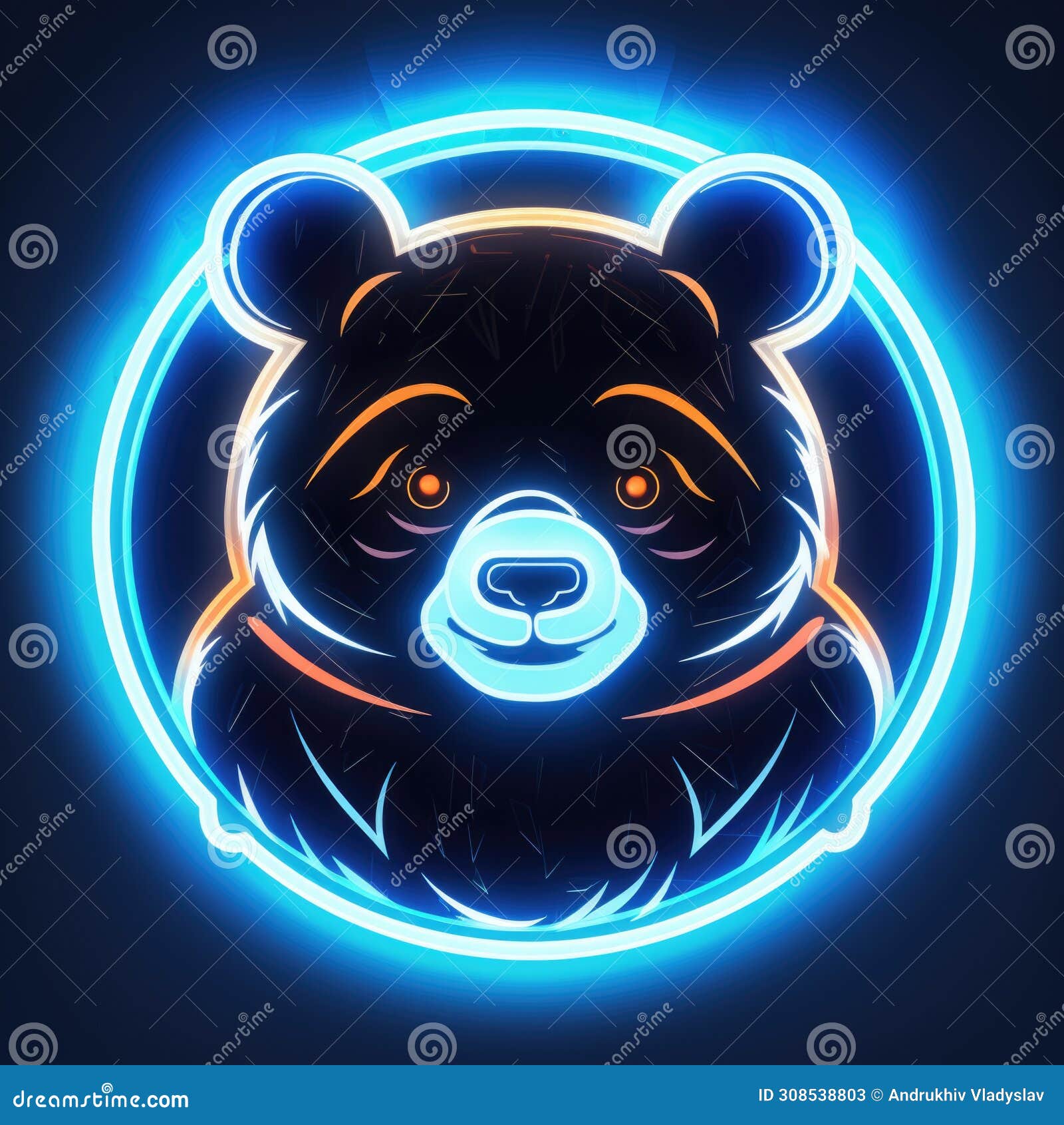 Panda. Neon Outline Icon with a Light Effect Stock Illustration ...