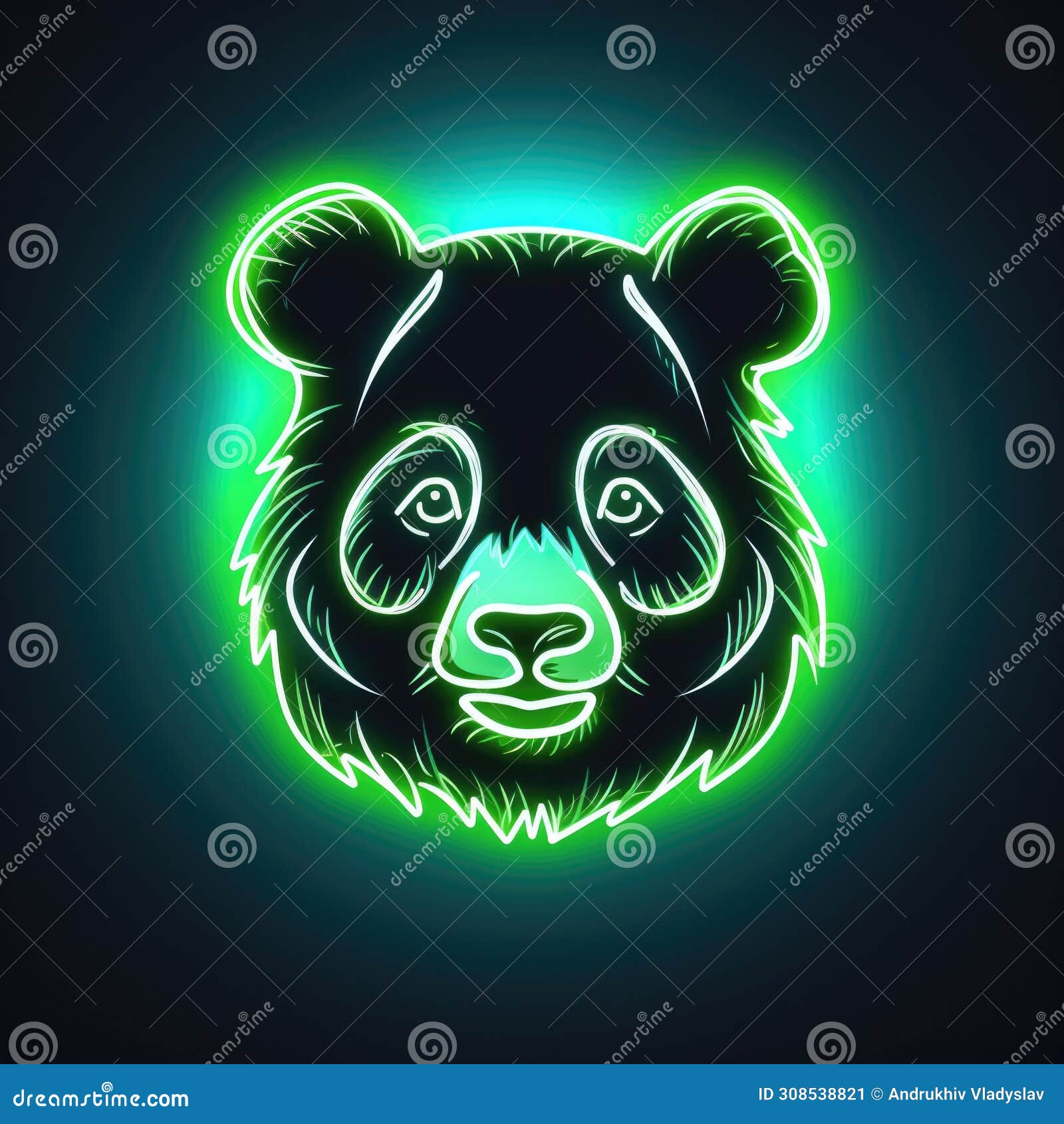 Panda. Neon Outline Icon with a Light Effect Stock Illustration ...