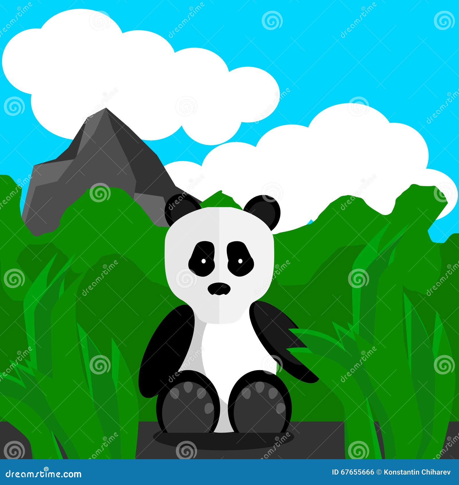 Panda Outdoors stock vector. Illustration of vector, blue - 67655666