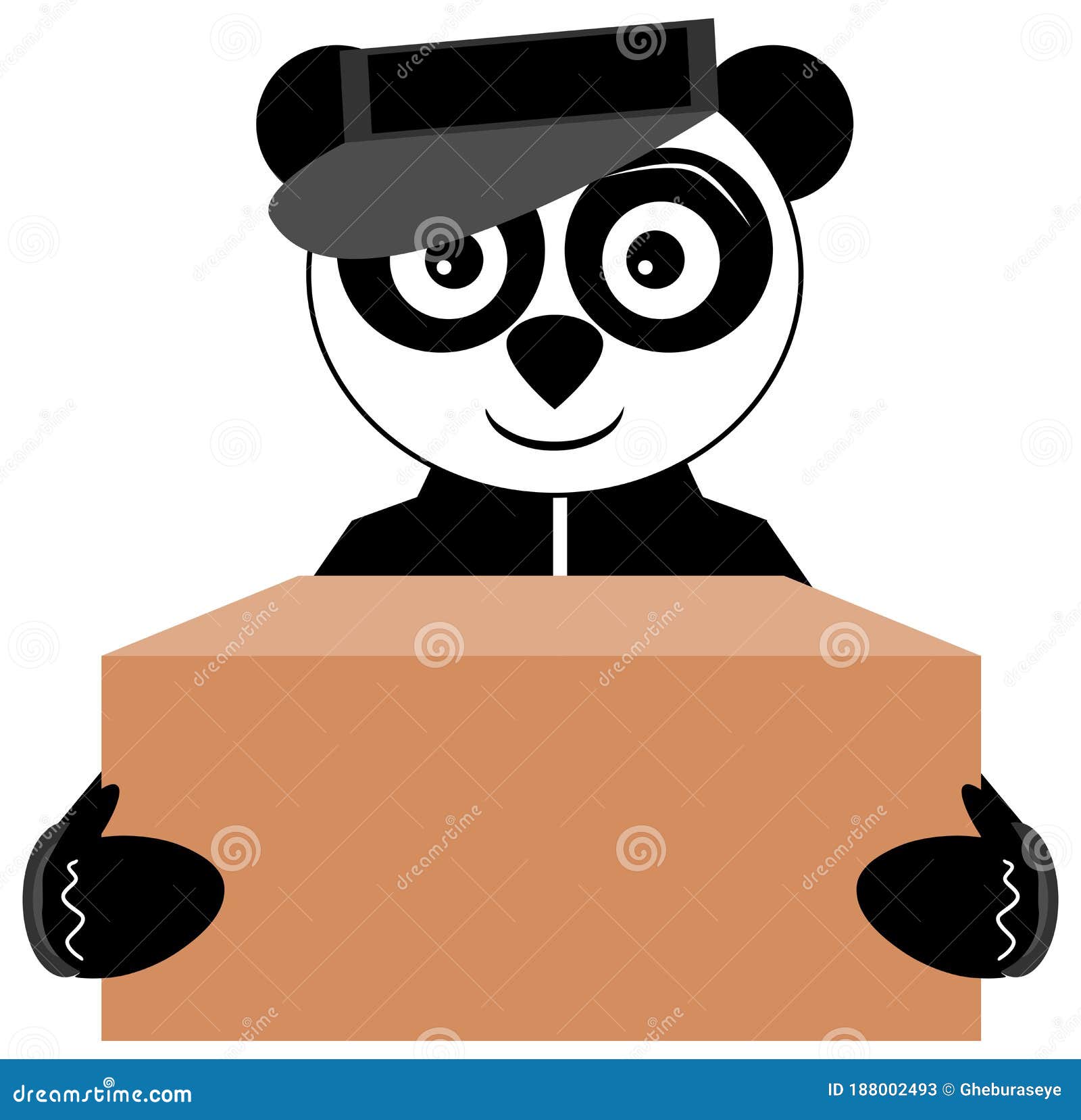 Panda with Parcel, Character, Shipping, Isolated. Stock Illustration ...