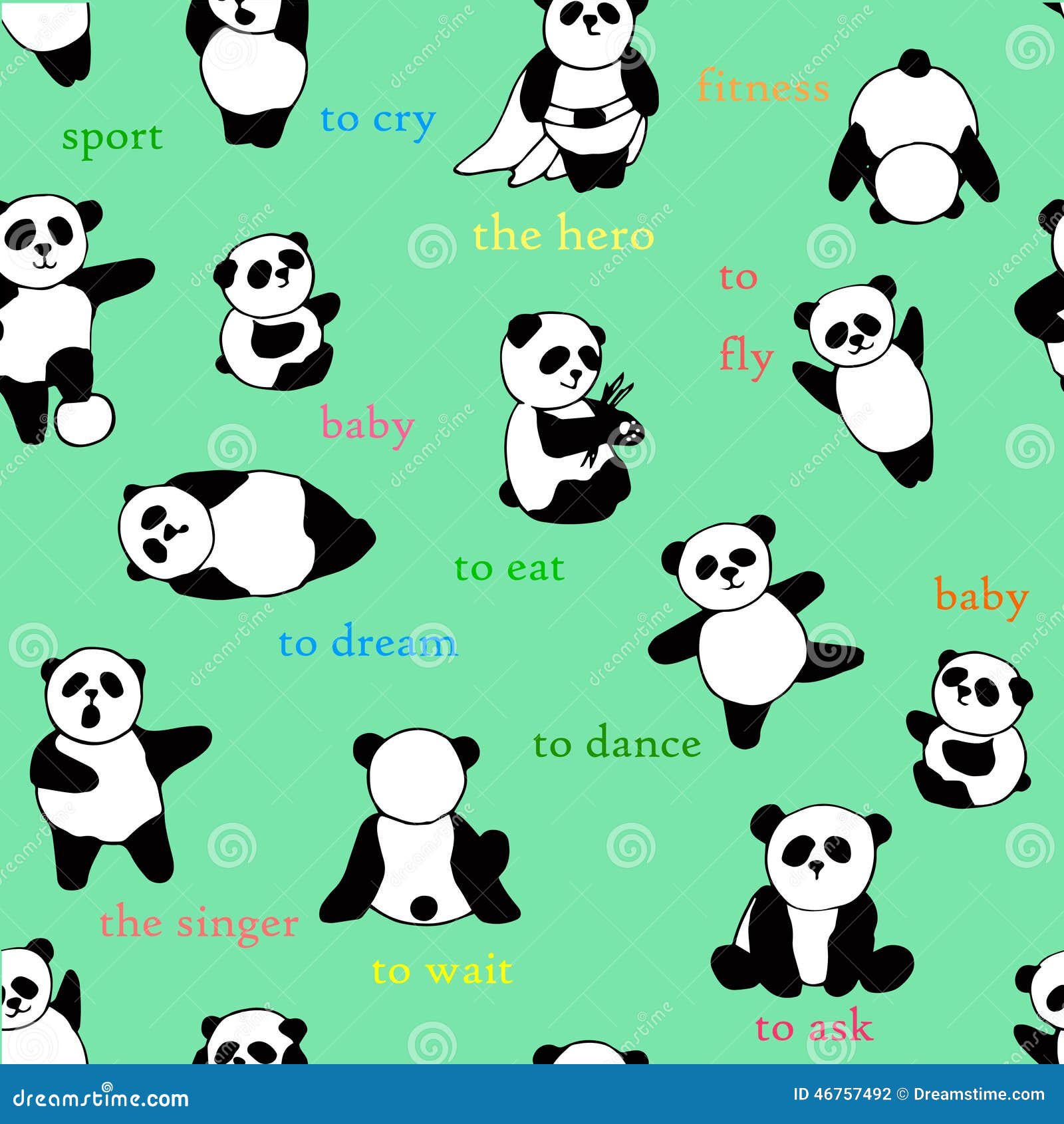 Panda pattern. stock vector. Illustration of animal, cute - 46757492