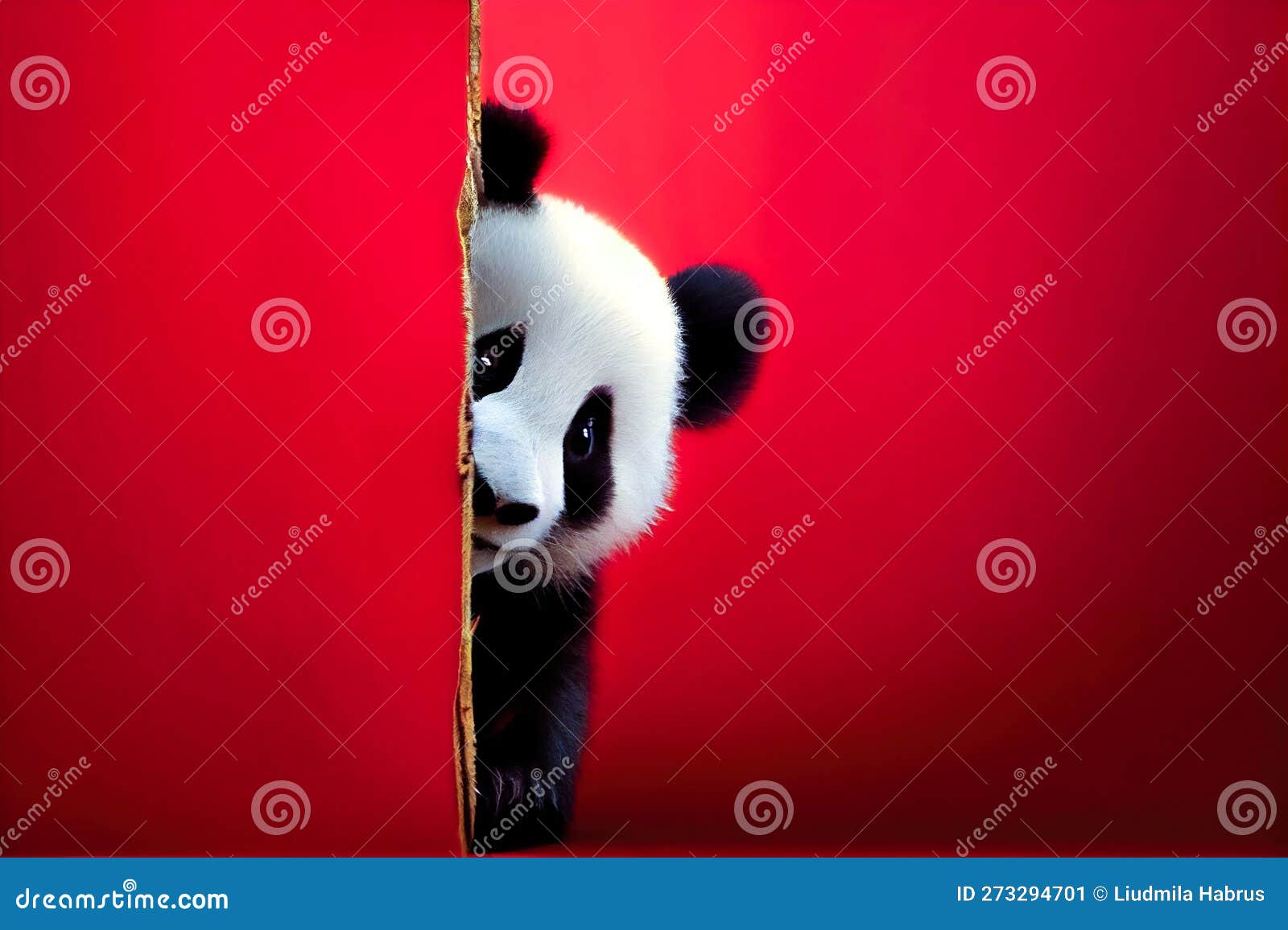 Panda Peeking Around the Corner. Generative AI, Generative, AI Stock ...