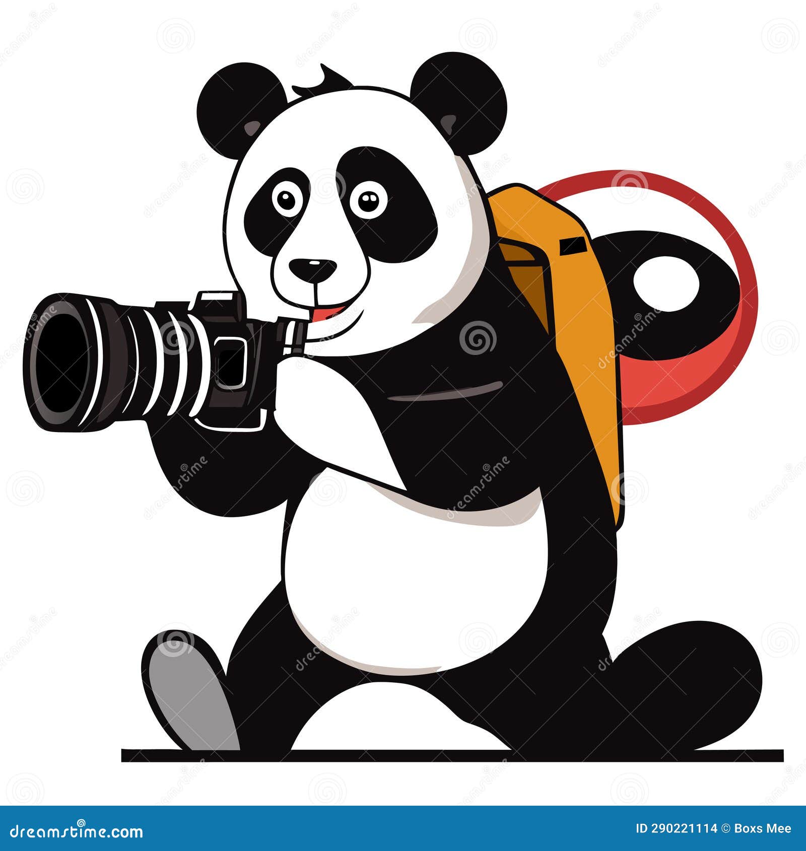 Panda Photographer with a Camera on a White Background, Vector ...