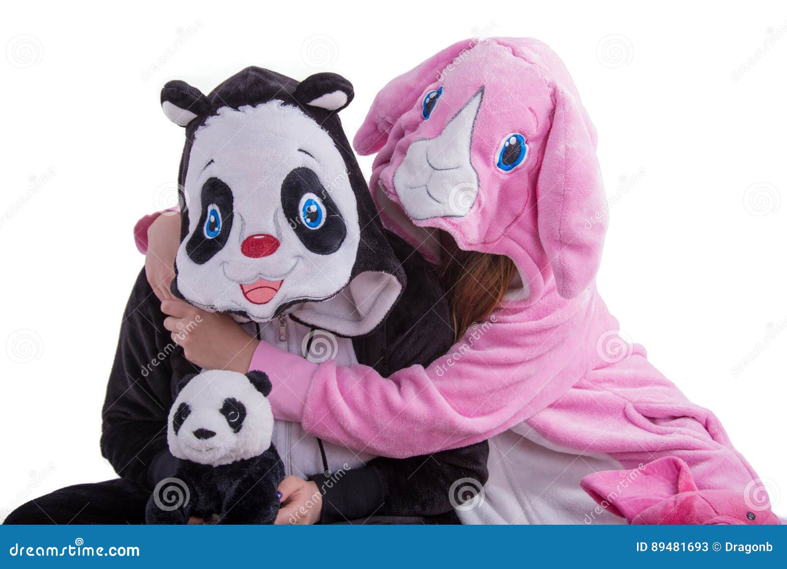 Panda and Pink Bunny in Studio Stock Image - Image of bunny, studio ...