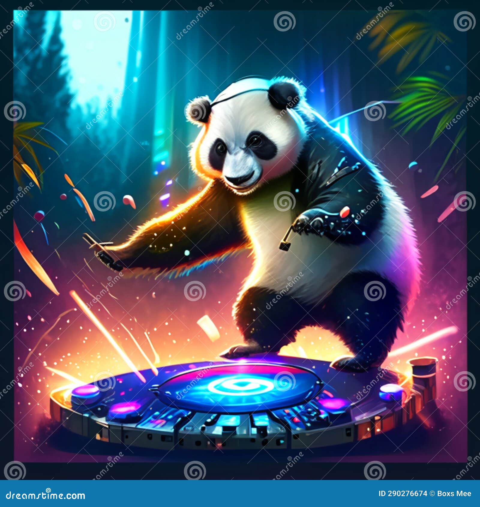 Panda Playing a Game on the Dj S Deck. Vector Illustration Generative ...