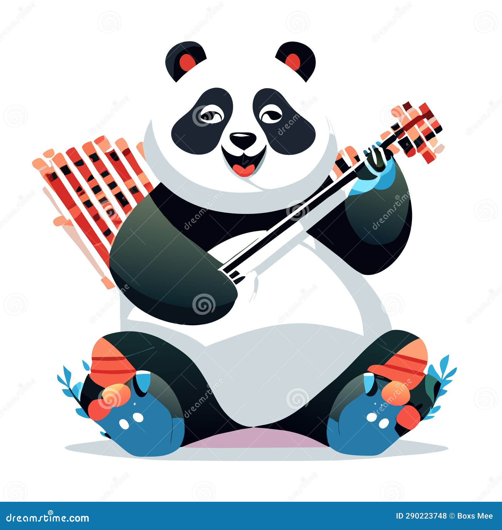 Panda Playing the Guitar. Vector Illustration in a Flat Style Stock ...