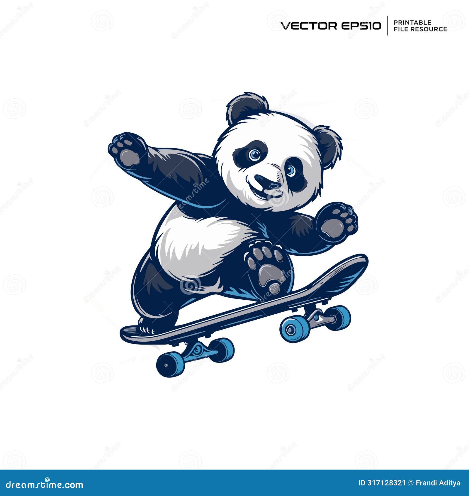 Panda Playing Skate Board, Character, Mascot, Logo, Vector, Design ...