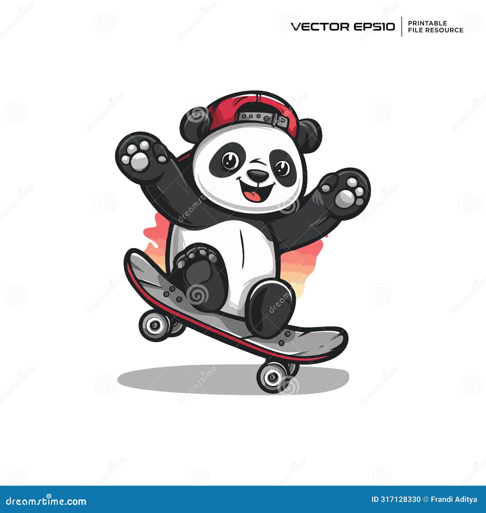 Panda Playing Skate Board, Character, Mascot, Logo, Vector, Design ...