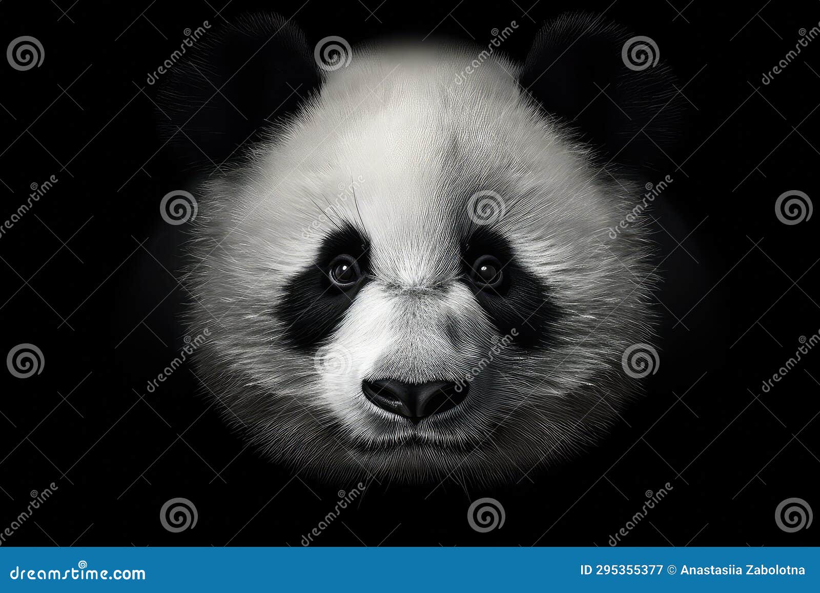 Panda Portrait Against Black Background Stock Illustration ...