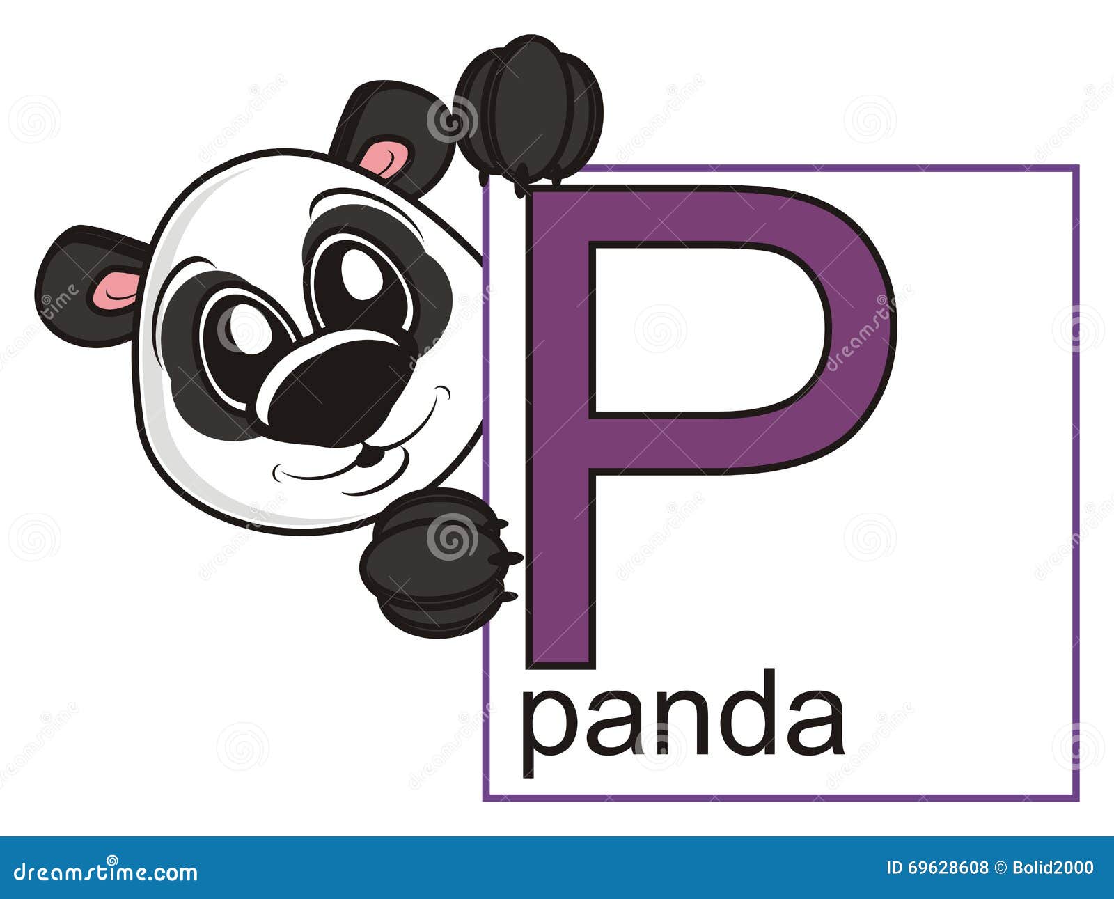 Panda Que Guarda Um Sinal Com a Letra P Ilustração Stock - Ilustração ...
