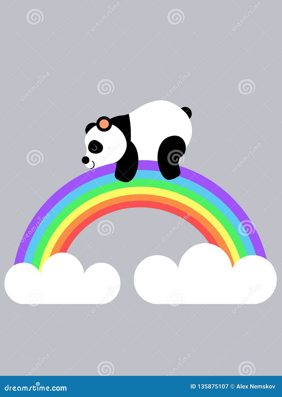 Panda on rainbow stock illustration. Illustration of koala - 135875107
