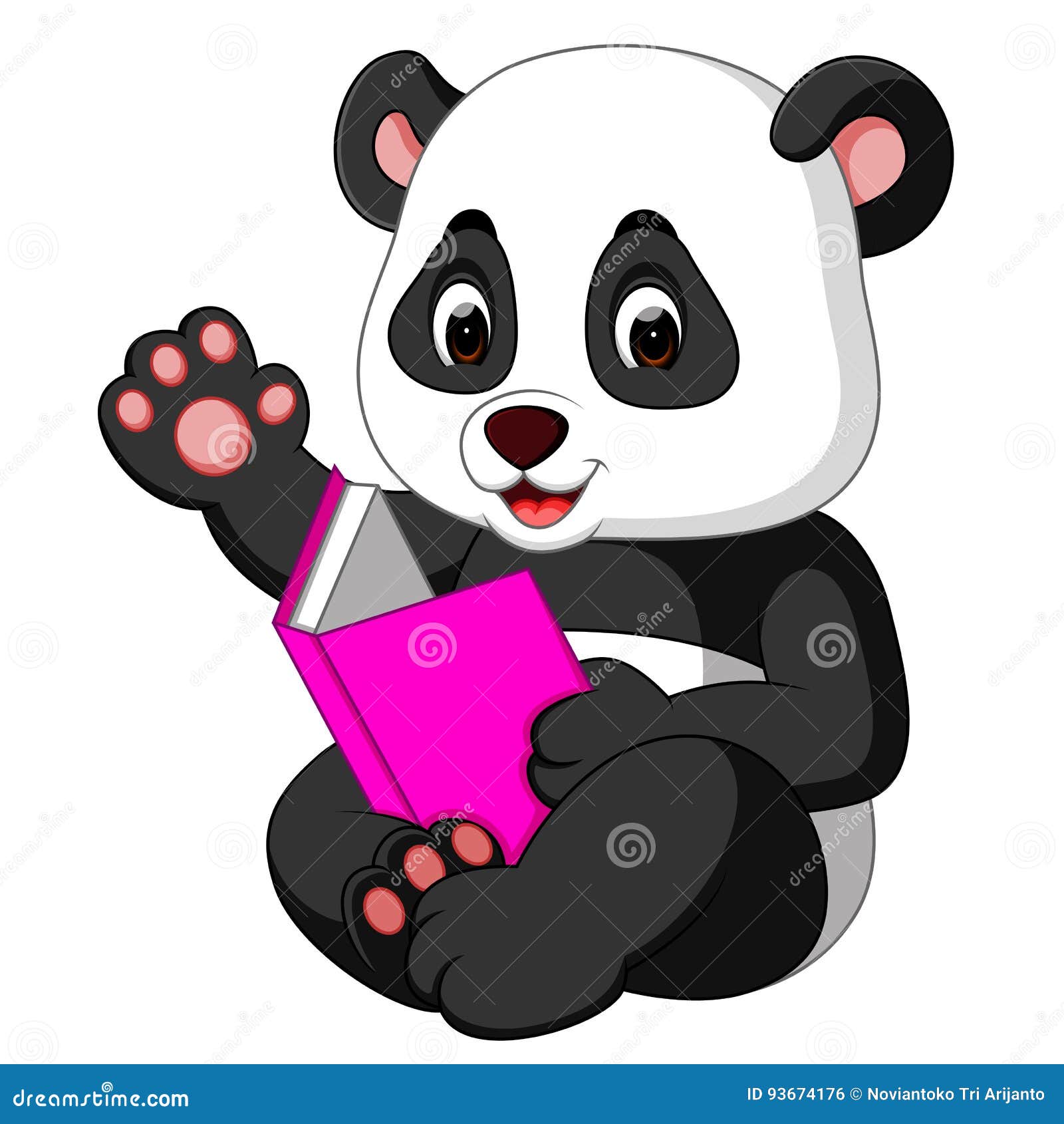 Panda reading a book stock vector. Illustration of cute - 93674176