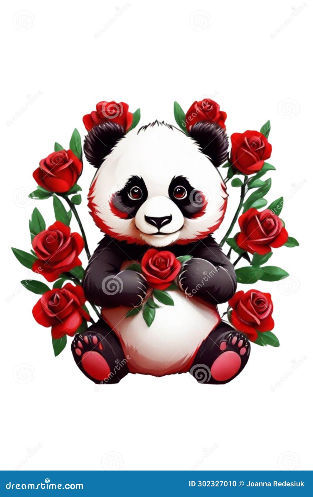 Panda with Red Rose Graphic for Valentine S Day Stock Photo ...