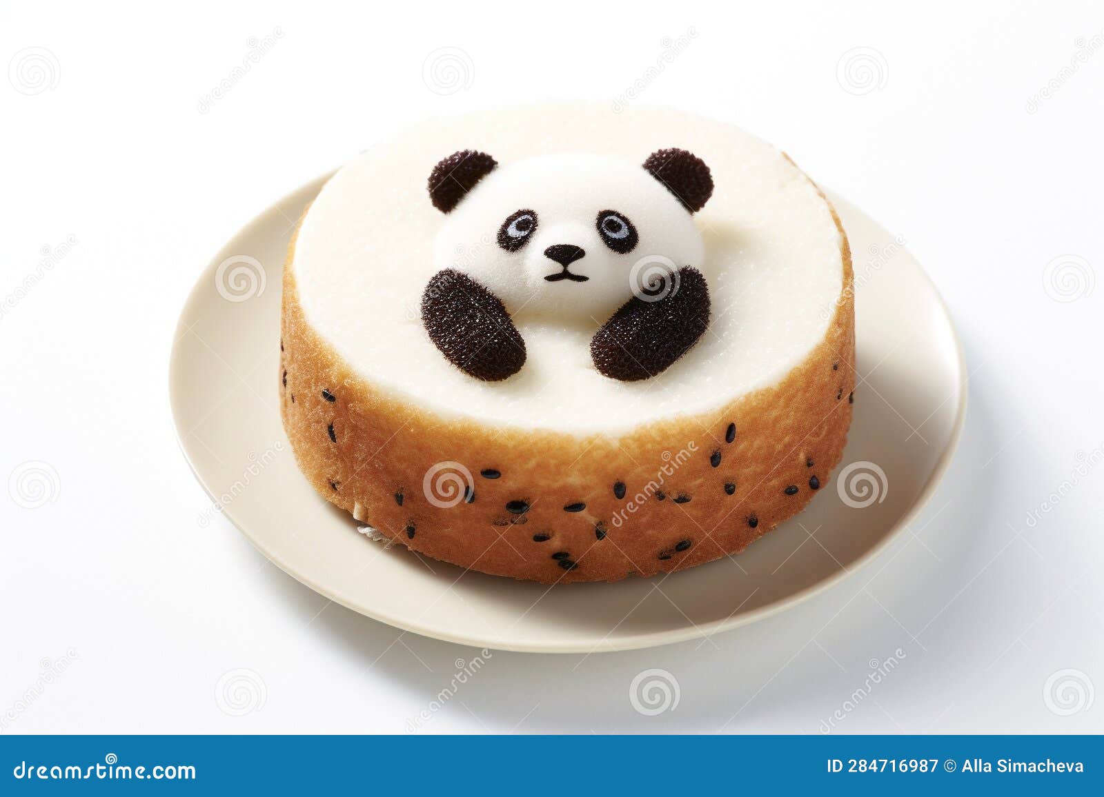 Panda Rice Cake White Background. Generative Ai Stock Illustration ...