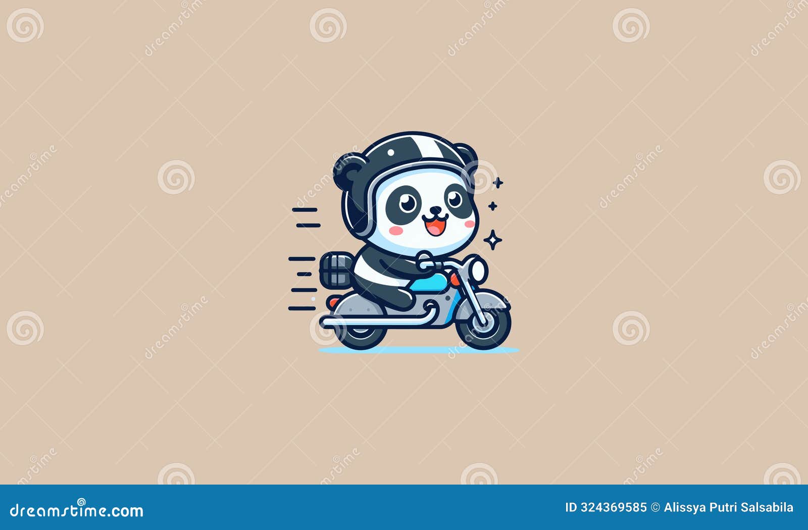 Panda Riding Motorcycle Vector Illustration Flat Design Stock ...